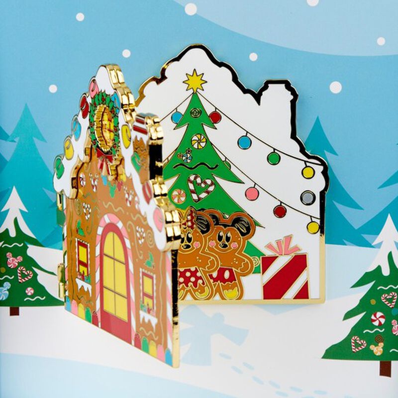 Disney Gingerbread House Mickey and Minnie Mouse Hinged Enamel Pin