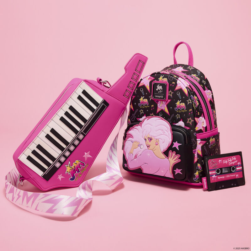 Jem and the Holograms Figural Keytar Glow Crossbody Bag | Loungefly