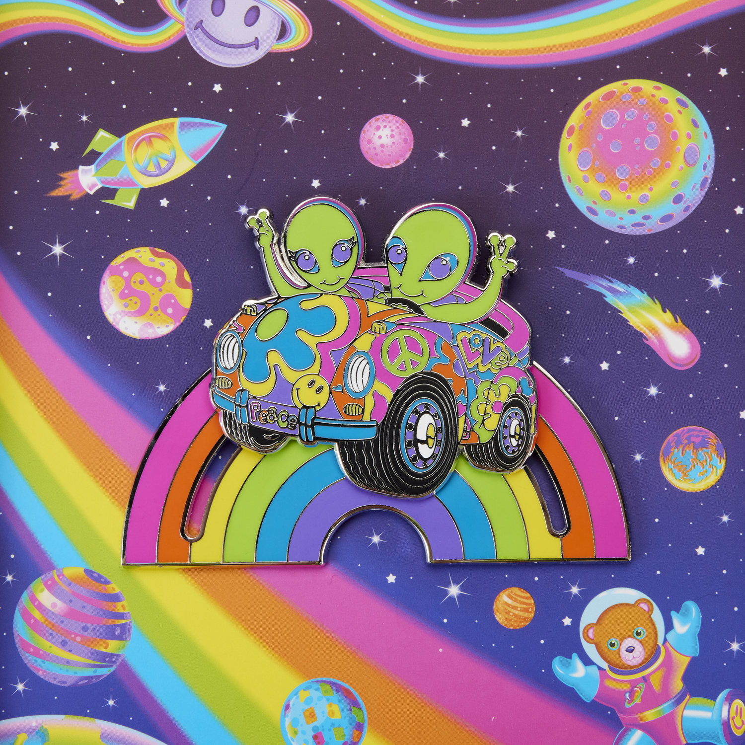 Lisa Frank Zoomer & Zorbit Rainbow 3" Collector Box Sliding Pin