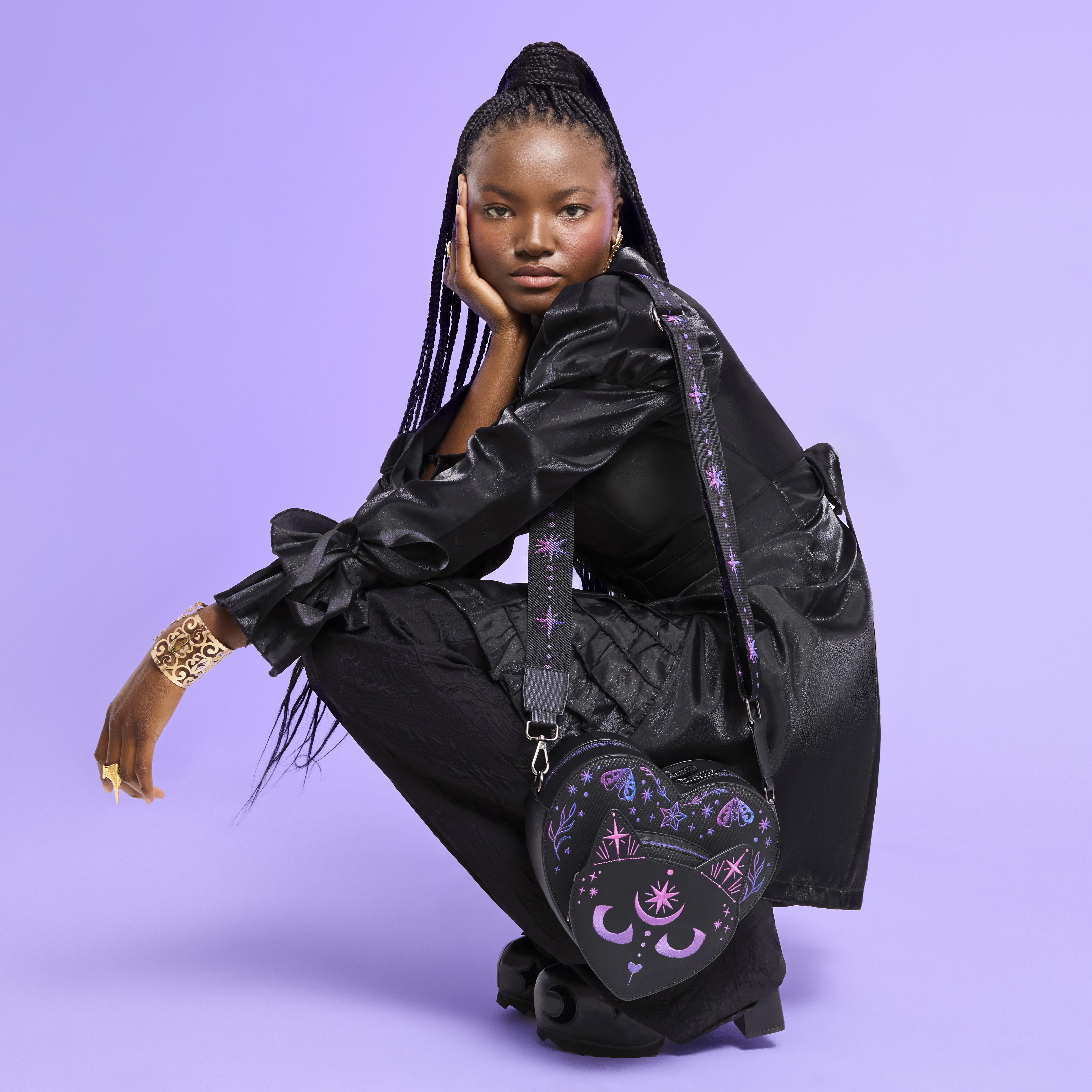 Loungefly Neon Cat Heart Figural Crossbody Bag
