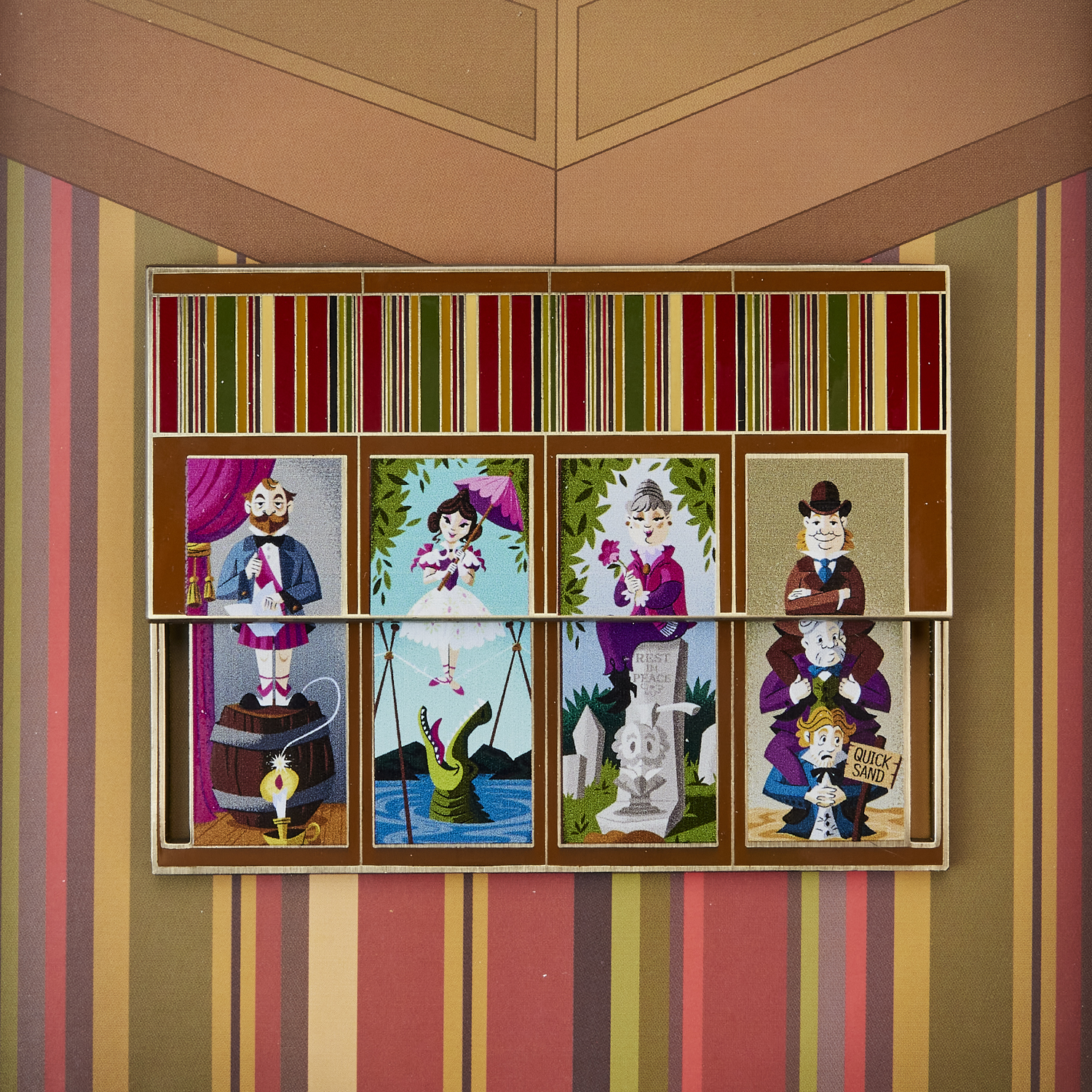 Haunted Mansion Stretching Room Portraits 3" Collector Box Sliding Pin