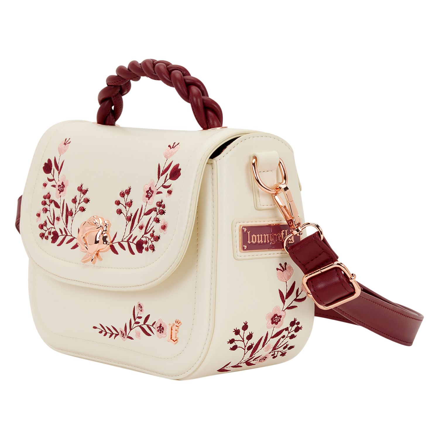 Loungefly Cream & Red Floral Crossbody Bag | Loungefly
