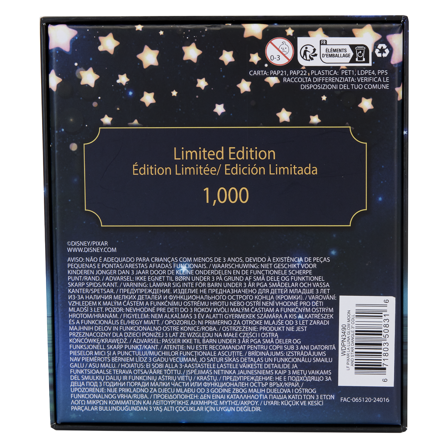 Pixar Shorts La Luna Moon 3" Collector Box Glow Pin