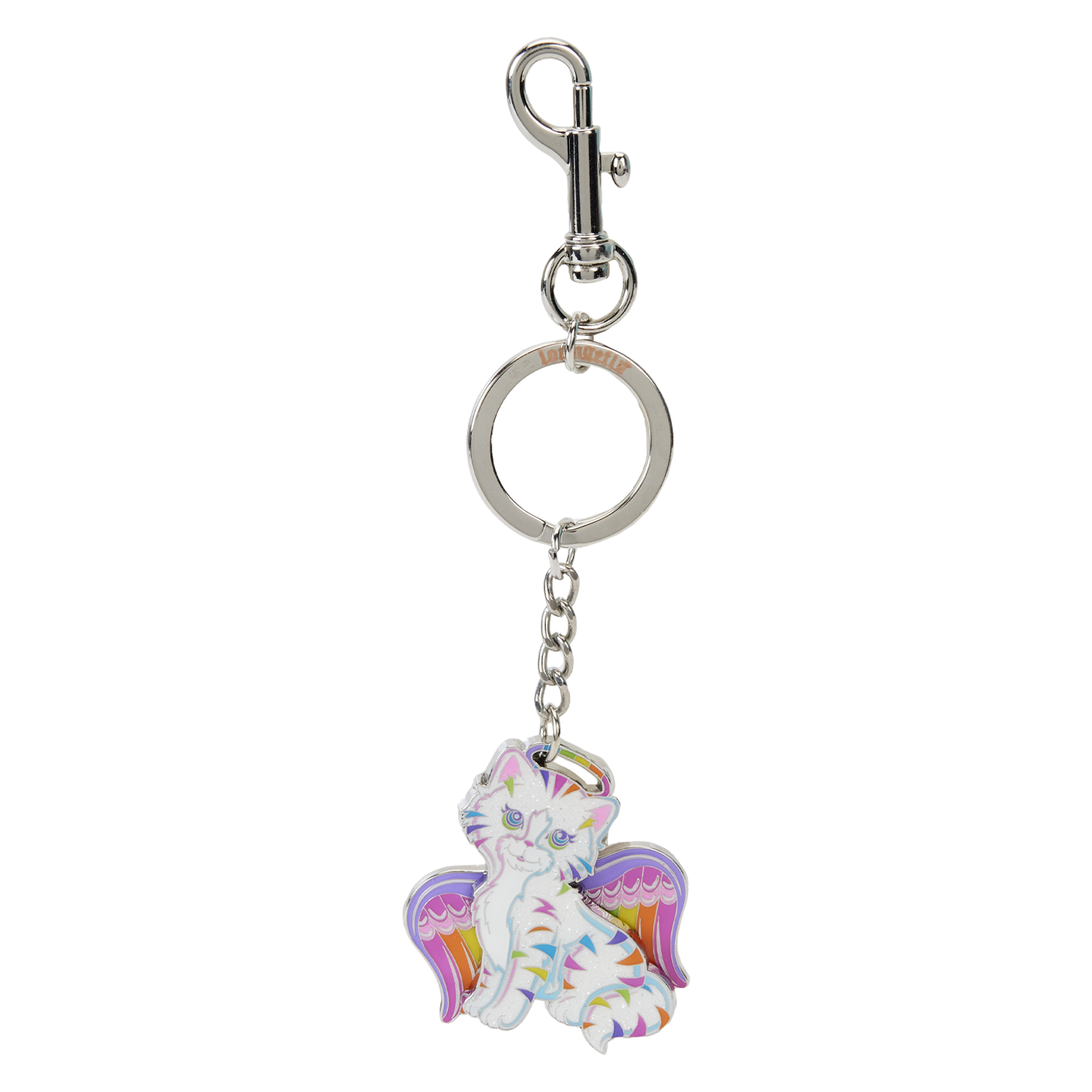 Lisa Frank Holographic Glitter Angel Kitty Moving Keychain | Loungefly