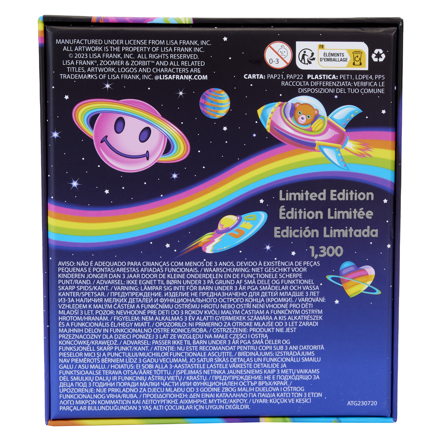 Lisa Frank Zoomer & Zorbit Rainbow 3" Collector Box Sliding Pin